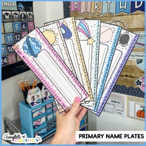 Space Desk Name Plates: Editable Student Name Tags (digital Download ...