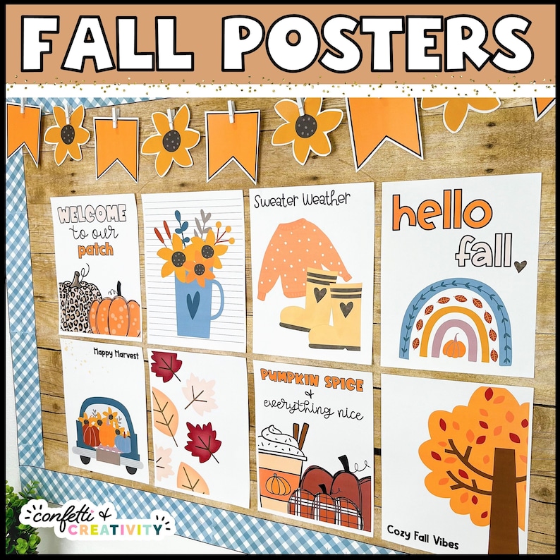 Fall Classroom Decor Posters: September Holiday Bulletin Board (digital ...