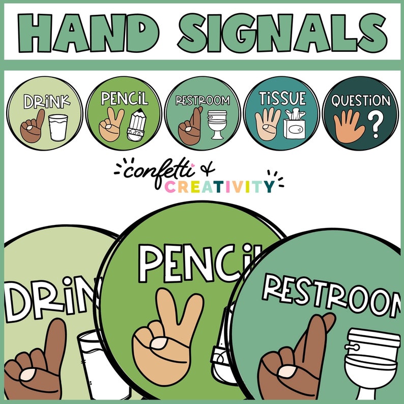 PRINTABLE Hand Signal Posters Nature Classroom Decor Classroom Hand ...