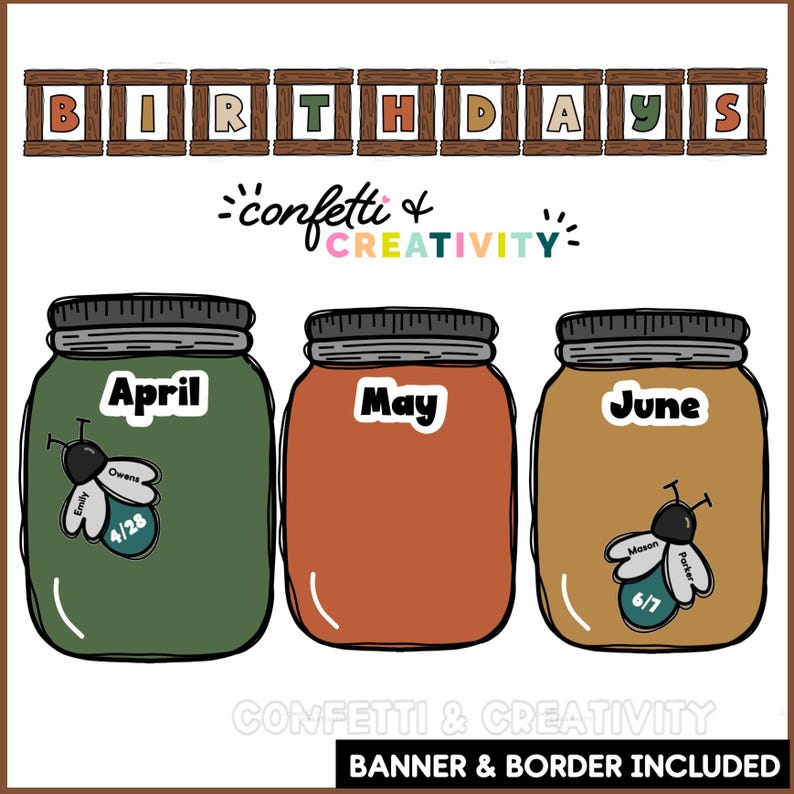 Camping Fireflies Birthday Board: Rustic Classroom Decor (digital ...