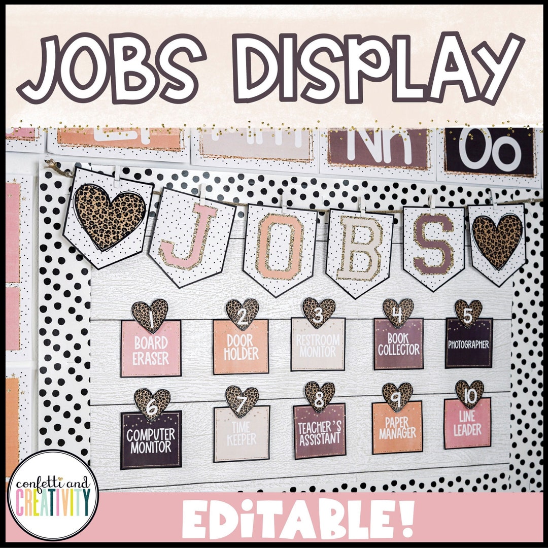 Boho Classroom Jobs Display: Neutral Decor, Editable Cards (digital ...