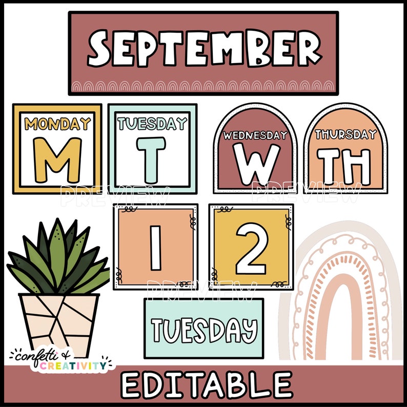 Neutral Classroom Calendar Pack: Pocket Chart & Flip Calendar (digital ...