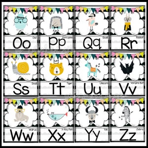 Bold Brights Classroom Alphabet Posters | Alphabet Display | Animal ...