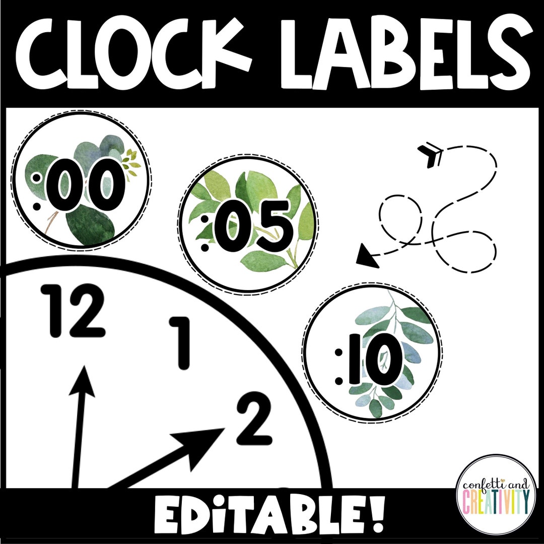 Farmhouse Classroom Clock Labels | 5 Minute Interval Clock Labels ...