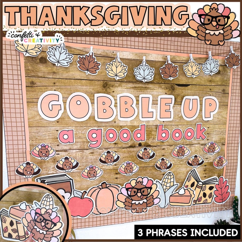 Thanksgiving Reading Bulletin Board: Fall Classroom Decor (digital ...