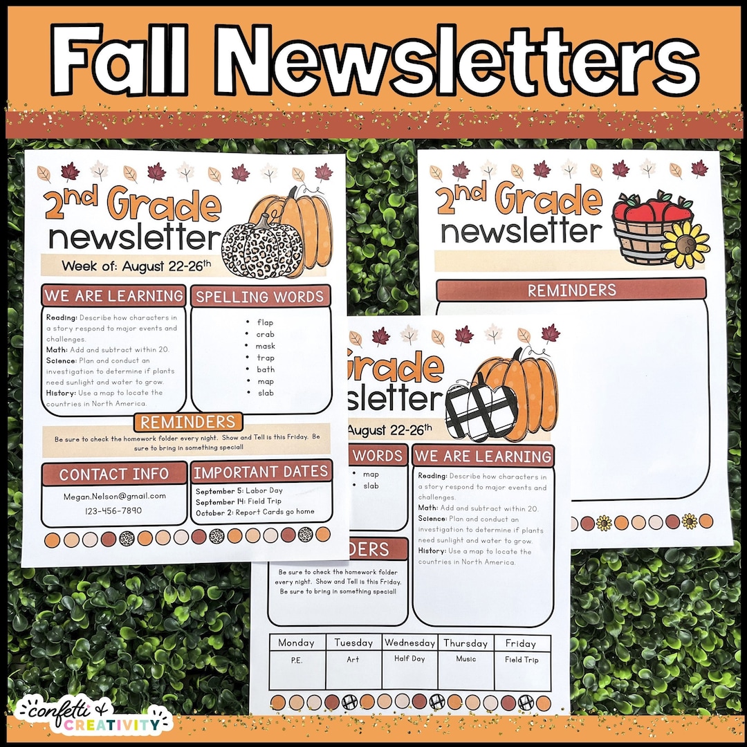 Editable Fall Classroom Newsletter Template (digital Download) - Etsy