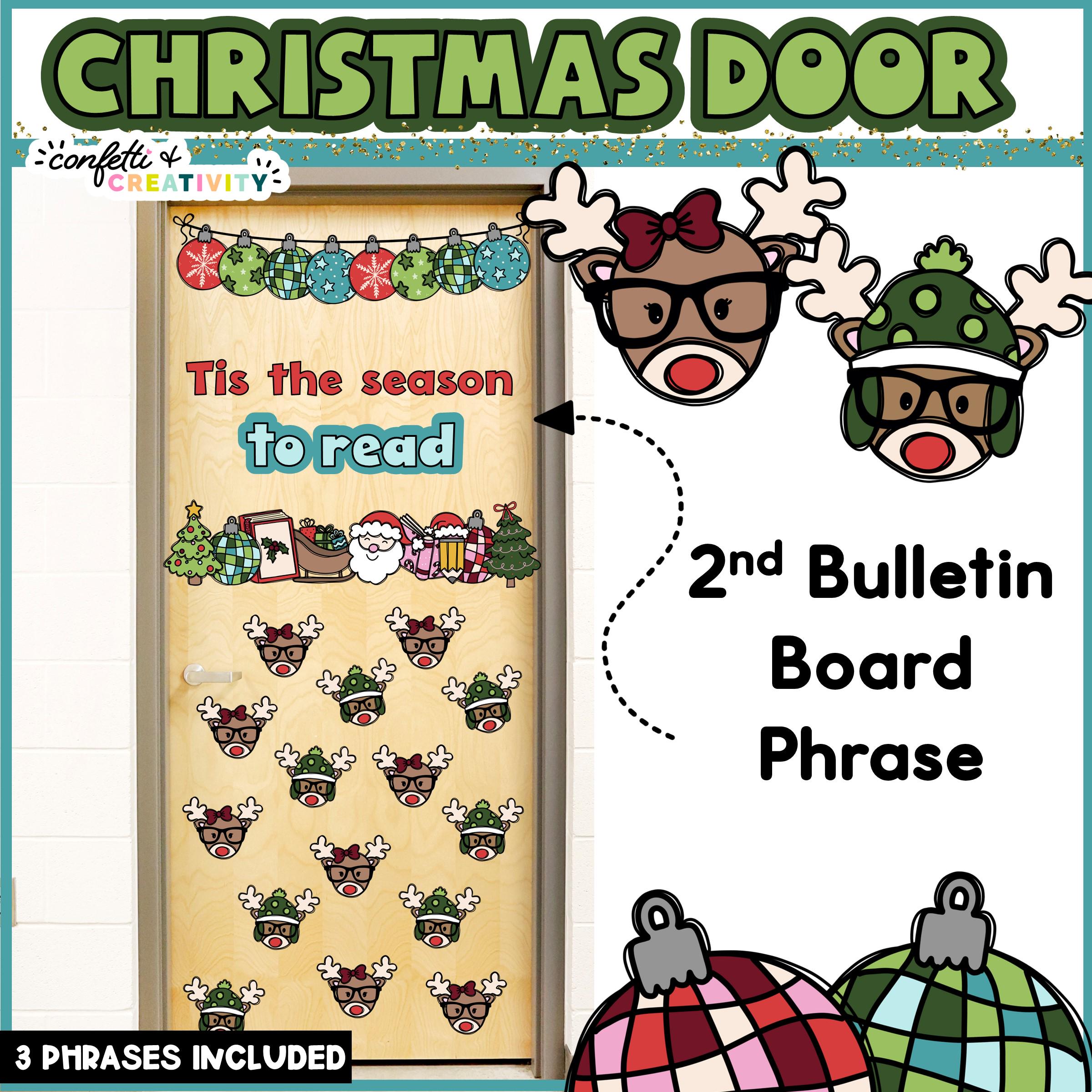 Christmas Classroom Door Decor Kit: Reindeer & Reading Theme (digital ...