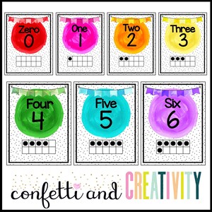 Classroom Number Posters With Ten Frames 0-20 | Watercolor Classroom ...