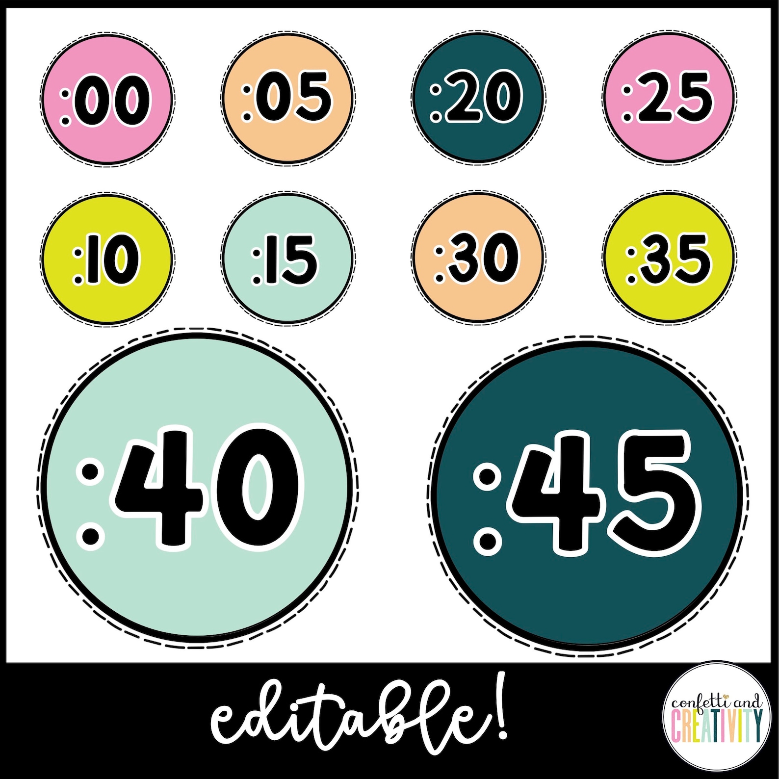 Elementary Classroom Clock Labels: 5-minute Intervals (digital Download ...