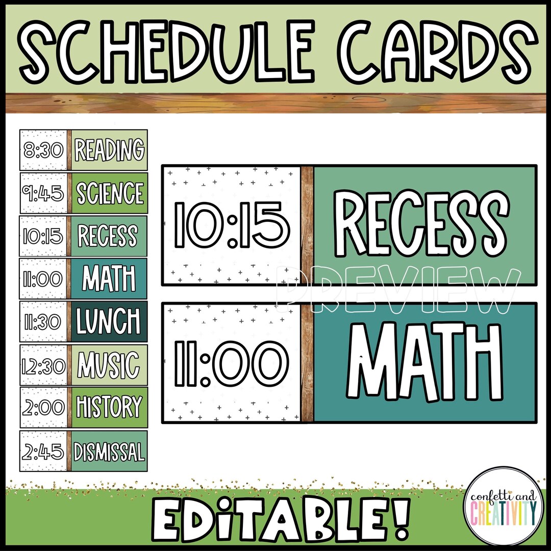 Nature Classroom Schedule | Editable Classroom Schedule | Nature ...