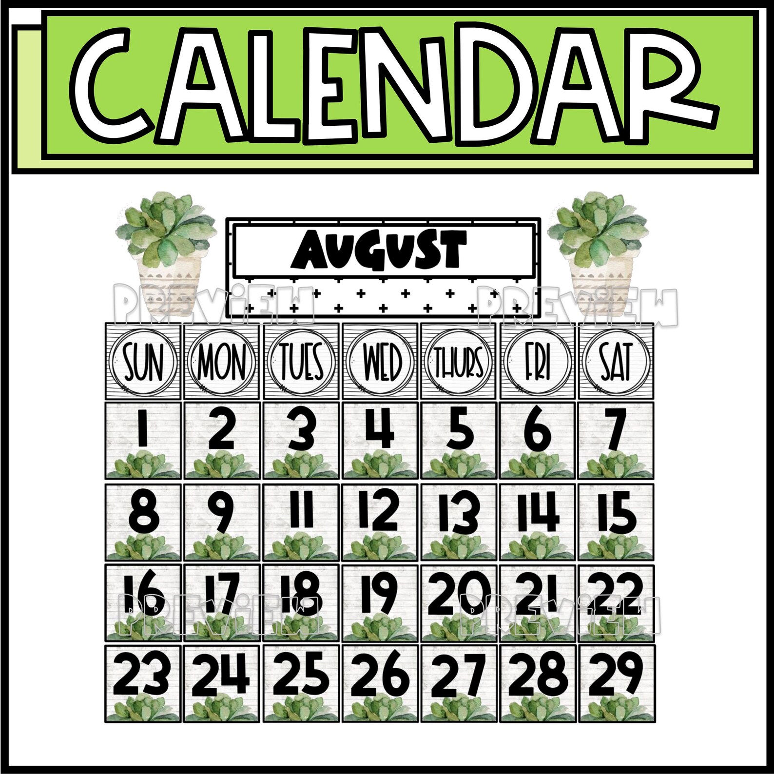 Plant Classroom Calendar Pack Pocket Chart Calendar Cards - Etsy