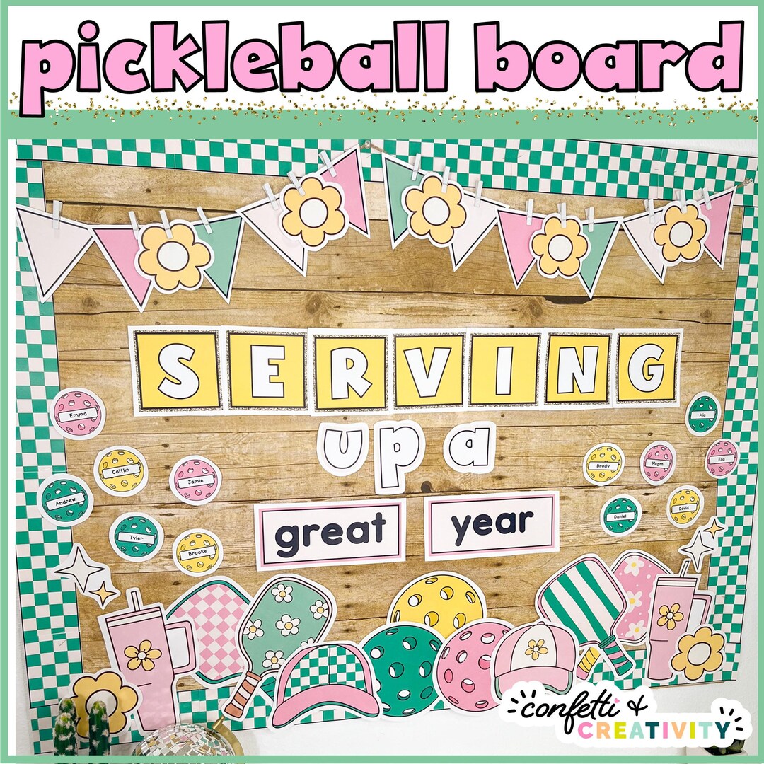 Pickleball Classroom Bulletin Board Kit: Back to School Decor (digital ...