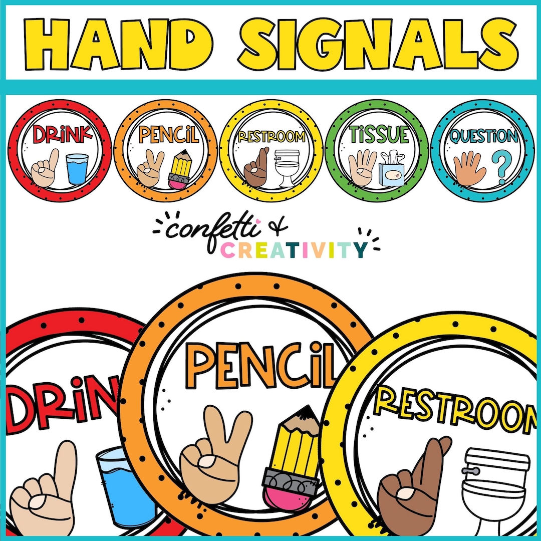 Bright Hand Signal Posters | Colorful Classroom Decor | Classroom Hand ...