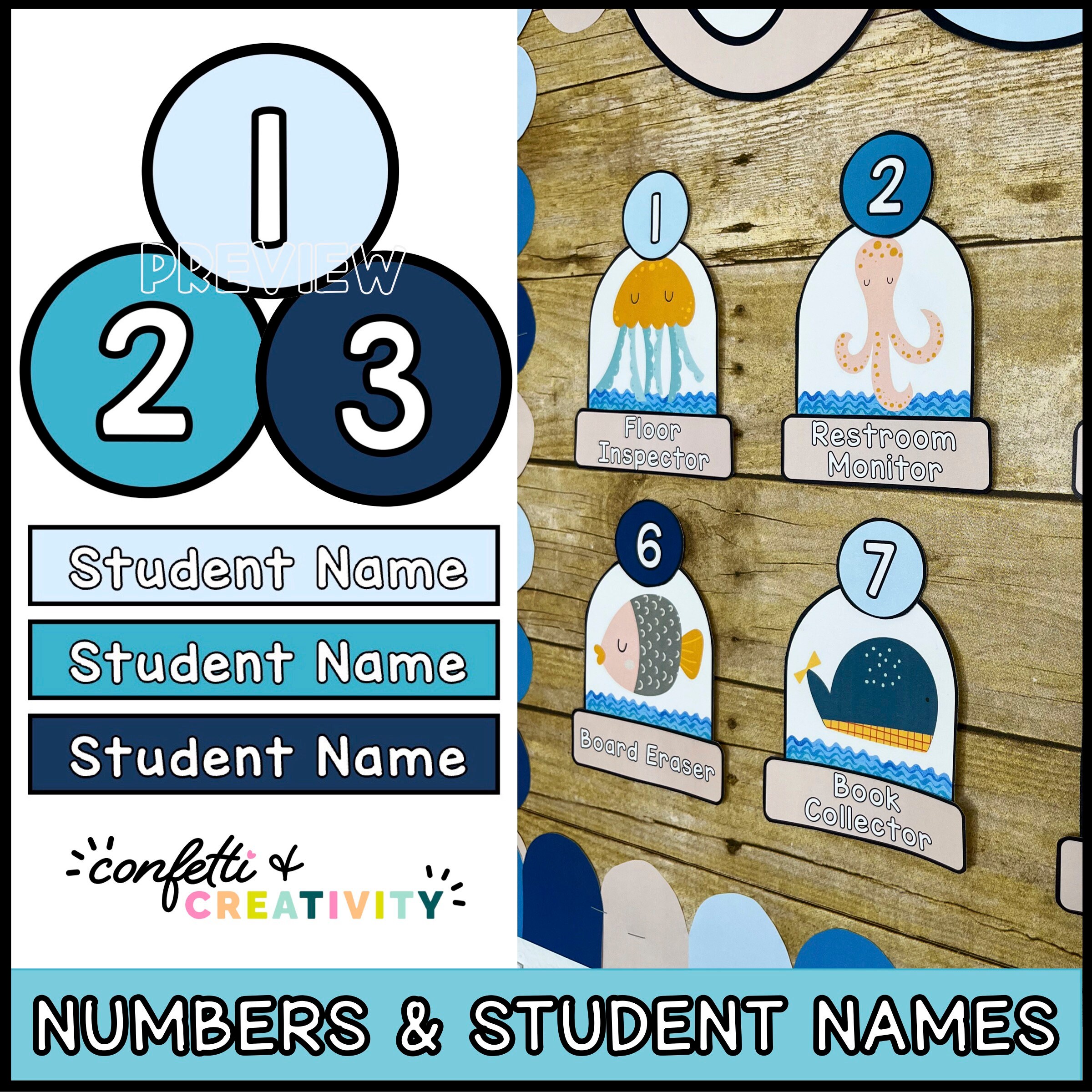 Ocean Classroom Jobs Chart: Editable Elementary Display (digital ...