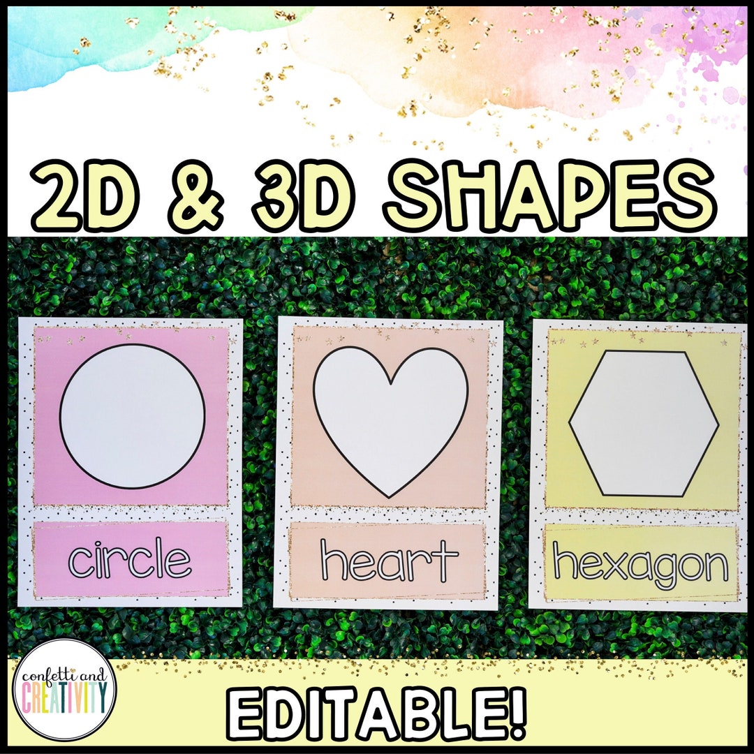 2D and 3D Shapes Posters for the Classroom | Pastel Classroom Decor ...