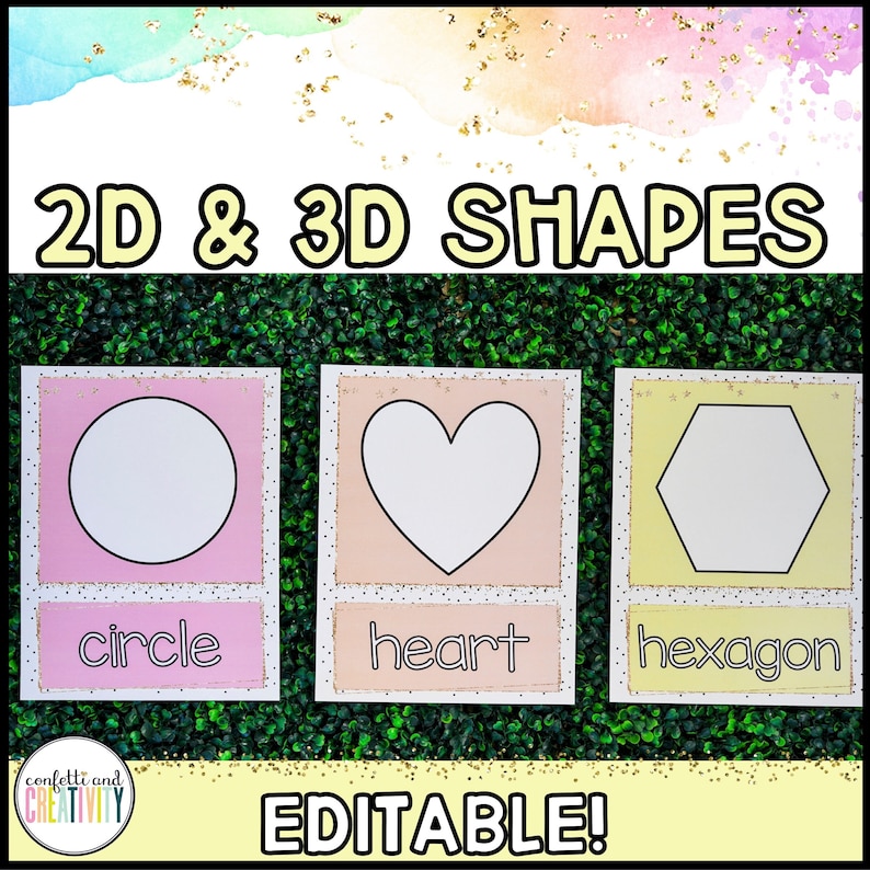 2d And 3d Shapes Posters For The Classroom Pastel Classroom Etsy