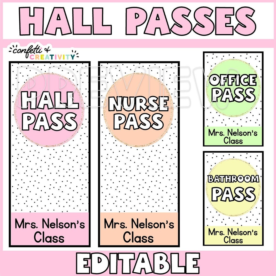 Printable Classroom Hall Passes: Editable Teacher Lanyard Pass (digital ...