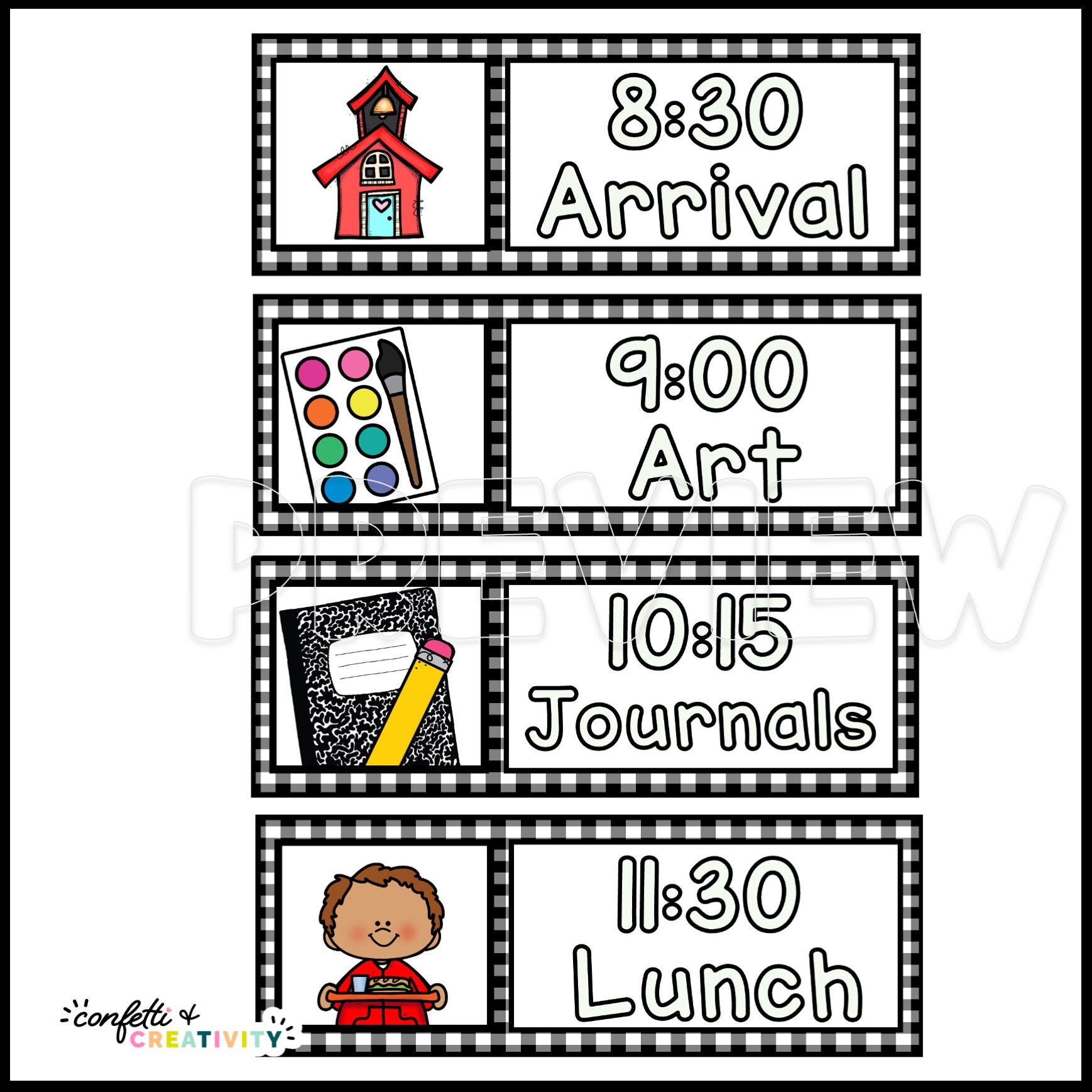 Printable Classroom Schedule Cards: Editable Elementary Visual ...