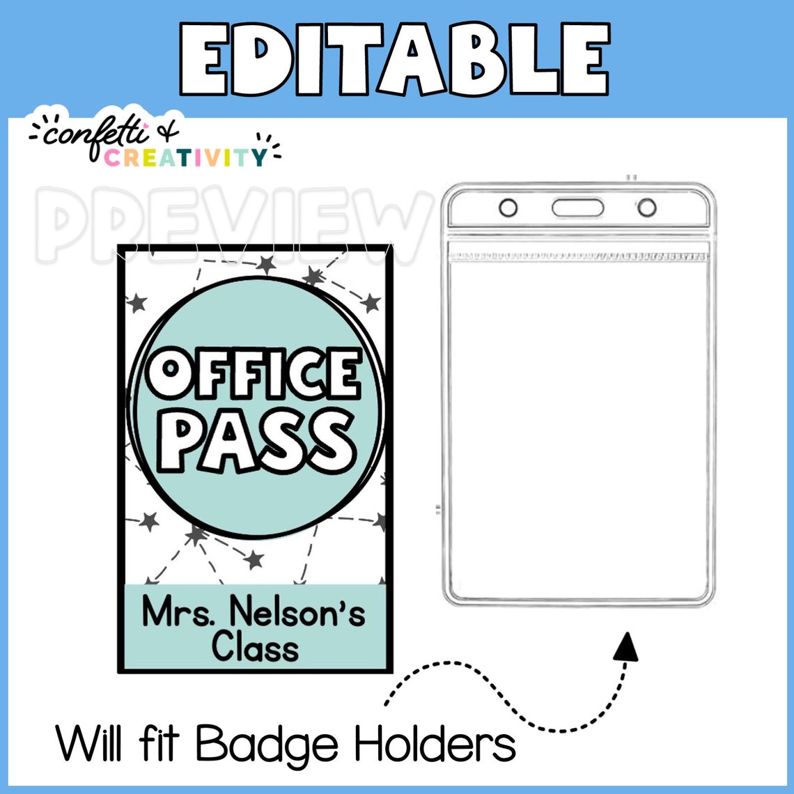 Printable Space Hall Passes: Editable Classroom Lanyard Pass (digital ...