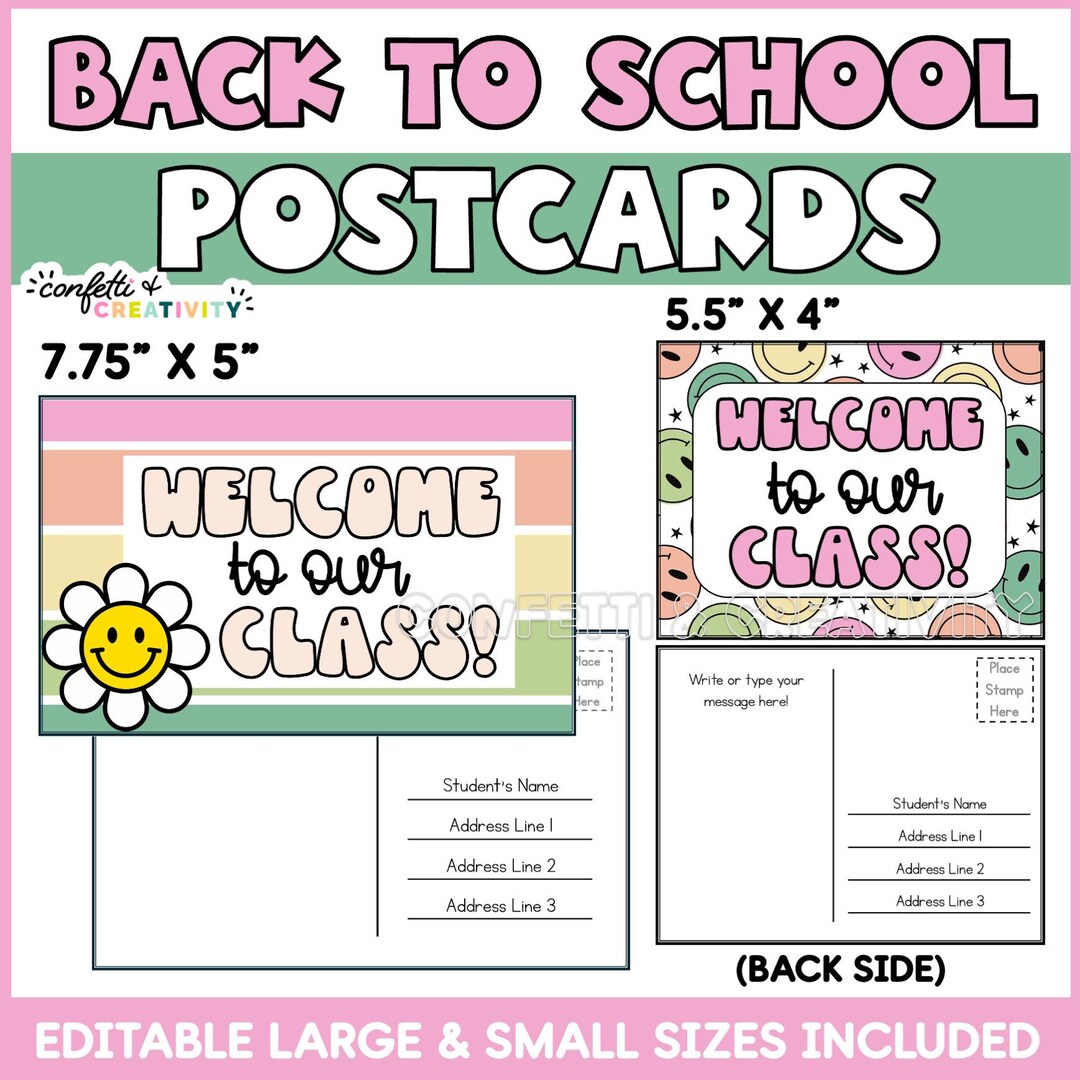 Retro Themed Classroom Postcards for Students | Groovy Theme Student ...