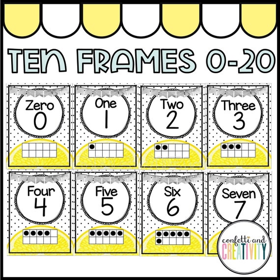 Classroom Number Posters With Ten Frames 0-20 Lemon - Etsy