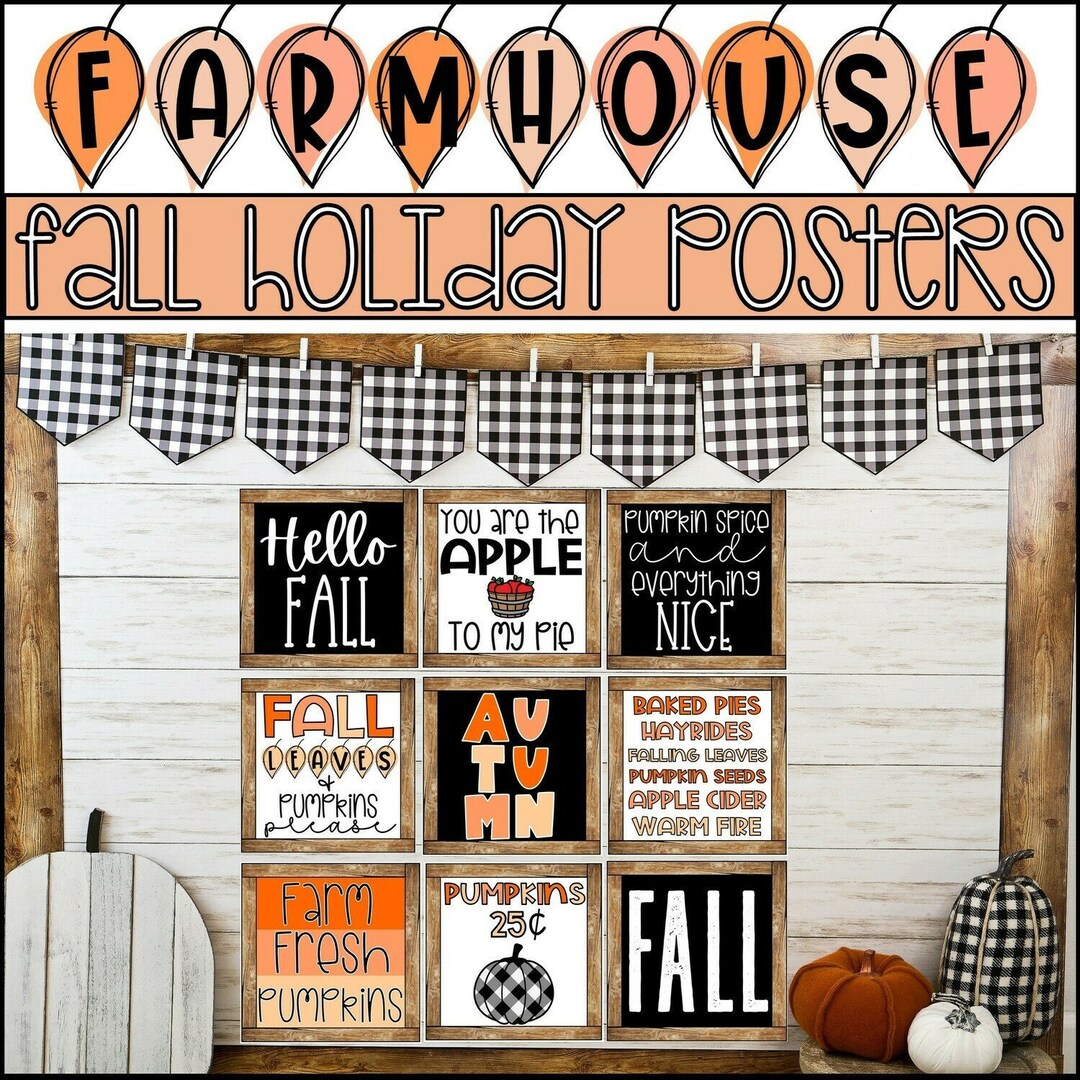 Farmhouse Fall Classroom Posters: Bulletin Board Decor (digital ...