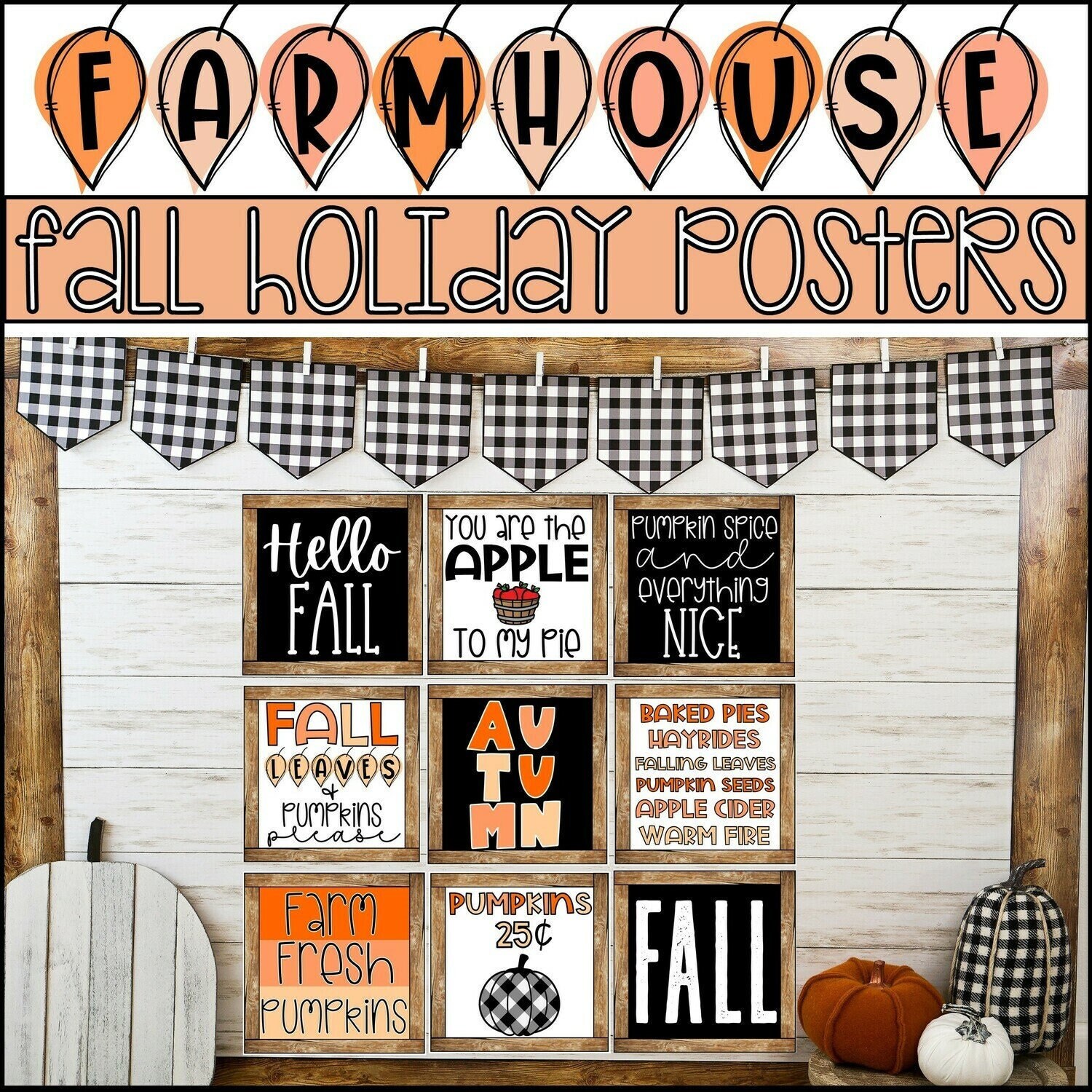 Farmhouse Fall Classroom Posters: Bulletin Board Decor (digital ...