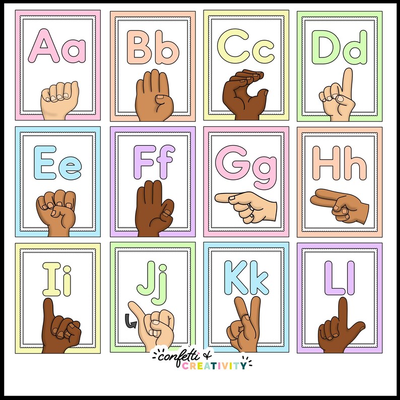 Pastel ASL Alphabet Posters: Sign Language Classroom Decor (digital ...