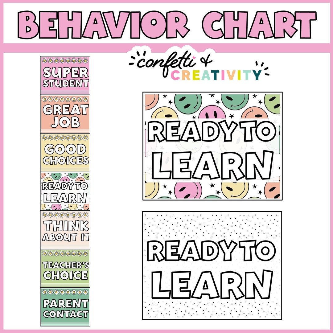 Classroom Behavior Chart | Classroom Behavior Management | Watercolor ...
