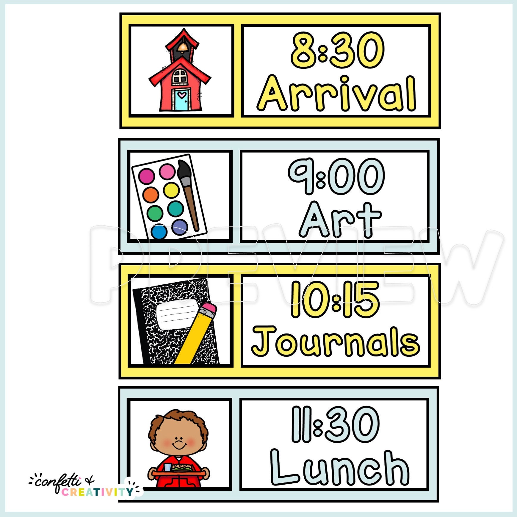 Visual Classroom Schedule Cards: Elementary Teacher Printable (digital ...