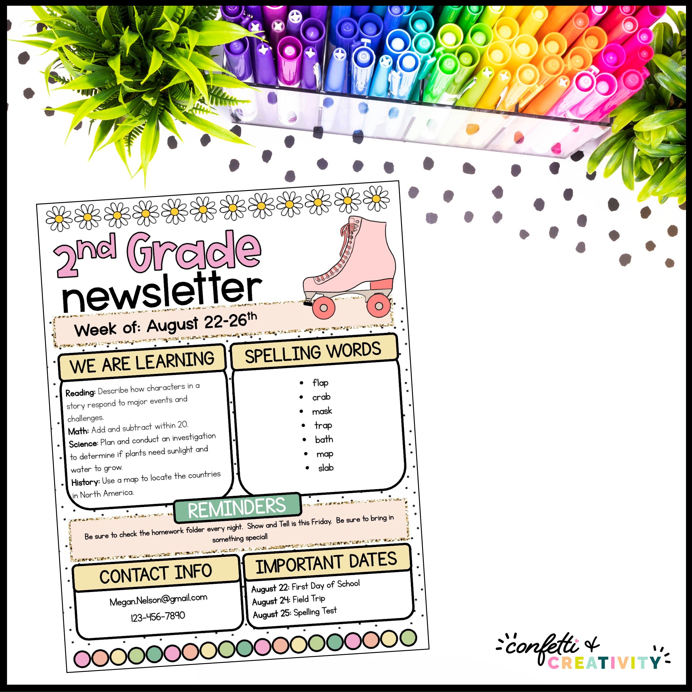 Retro Classroom Newsletter Template: Editable Teacher Newsletter ...