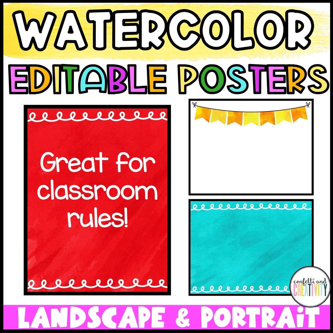 Editable Classroom Posters | Watercolor Classroom Decor | Elementary ...