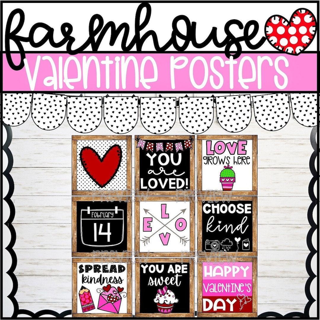 Farmhouse Valentine's Day Posters: Classroom Decor (digital Download ...