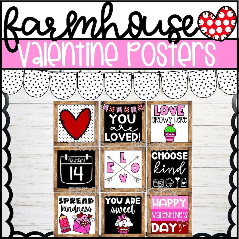 VALENTINE'S DAY Classroom Posters Bulletin Board | Etsy