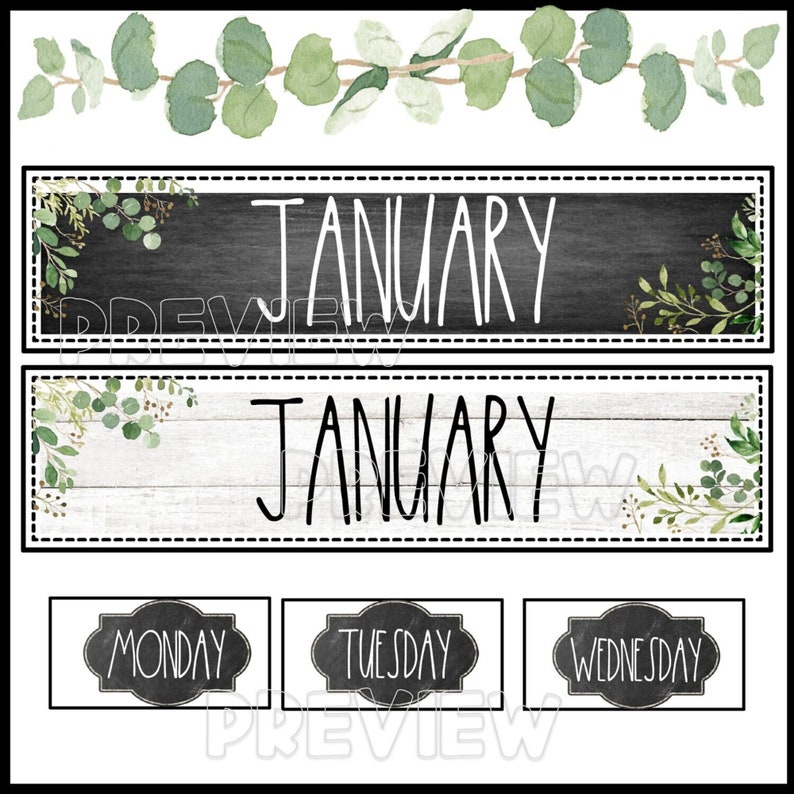 Modern Farmhouse Classroom Calendar Pack Pocket Chart - Etsy