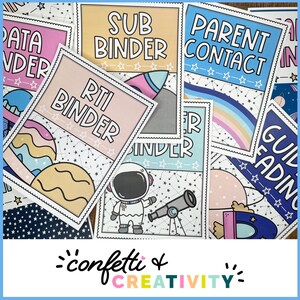 Teacher Binder Covers and Spines | Space Binder Covers | Space ...