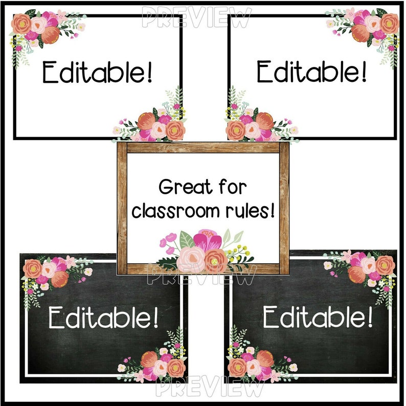 Editable Classroom Posters Floral Farmhouse Classroom Decor - Etsy