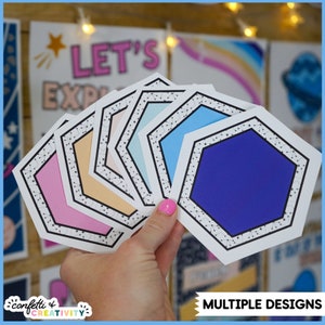 Space Classroom Labels: Editable Template, Hexagon, Circle, Square ...