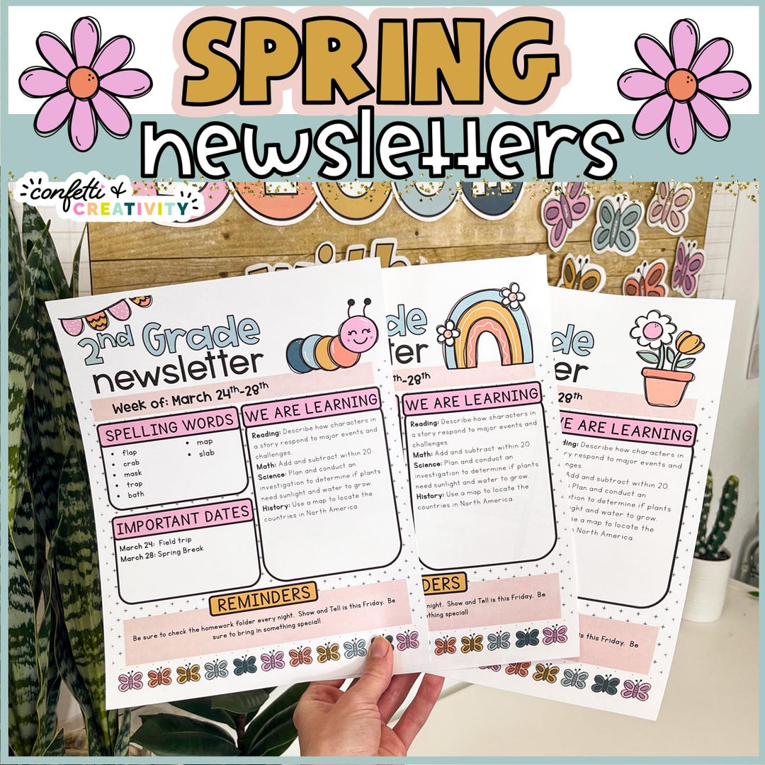 EDITABLE Spring Classroom Newsletter and Calendar | Teacher Newsletter ...