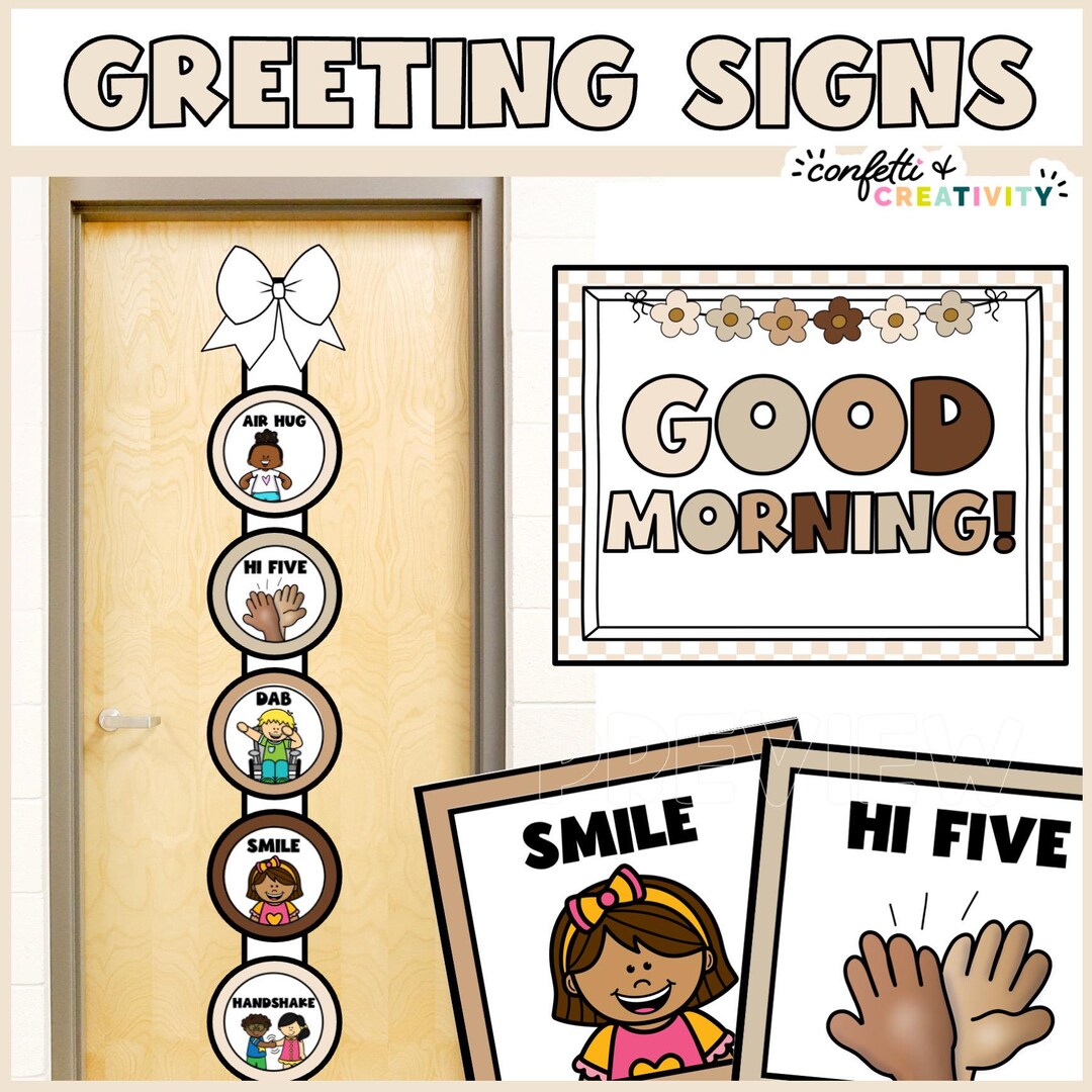 Neutral Greeting Signs for Students | Morning Greeting Signs ...