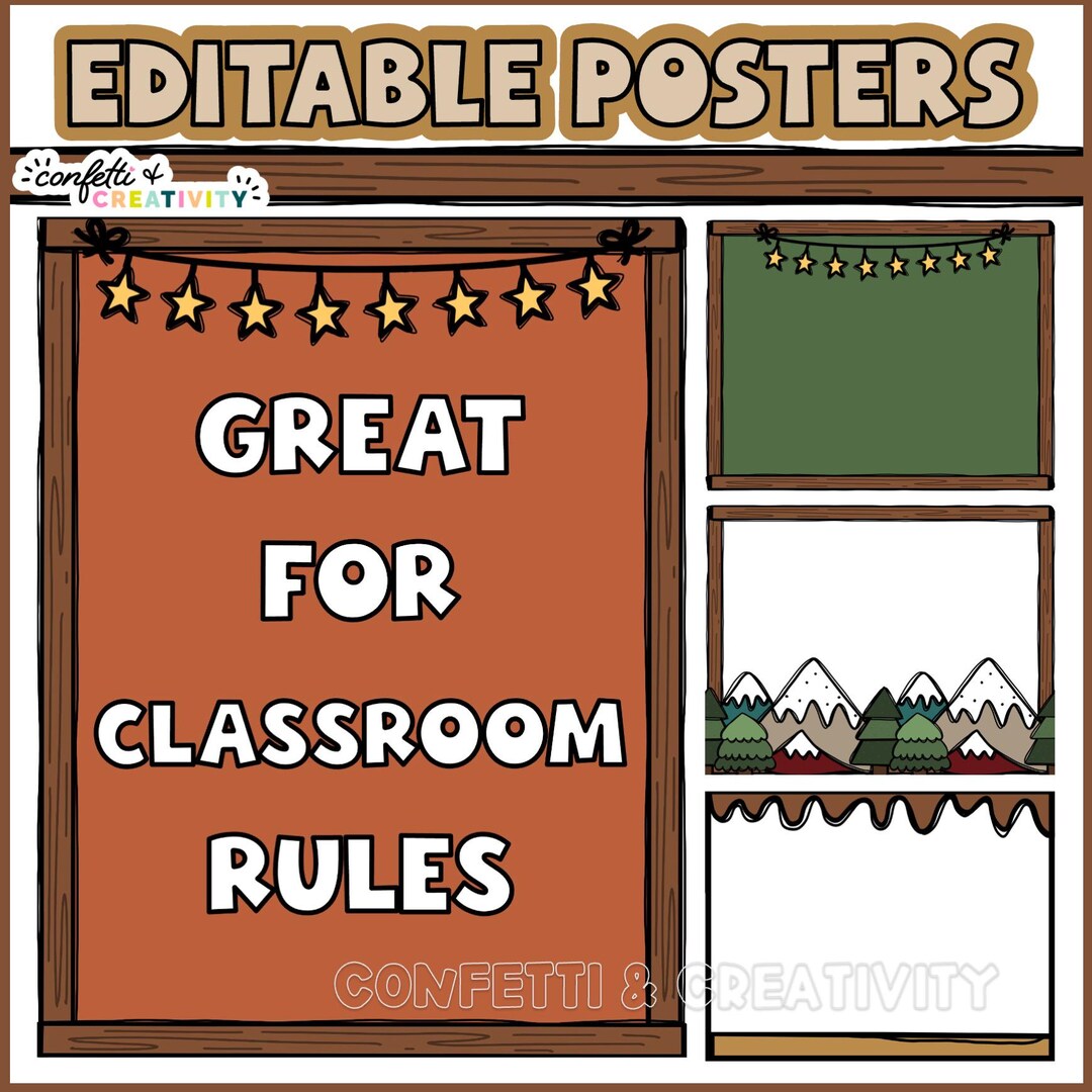 Camping Classroom Posters: Editable Nature Theme Decor (digital ...