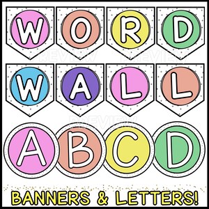 Colorful Alphabet Word Wall Display: Editable Classroom Decor (digital ...