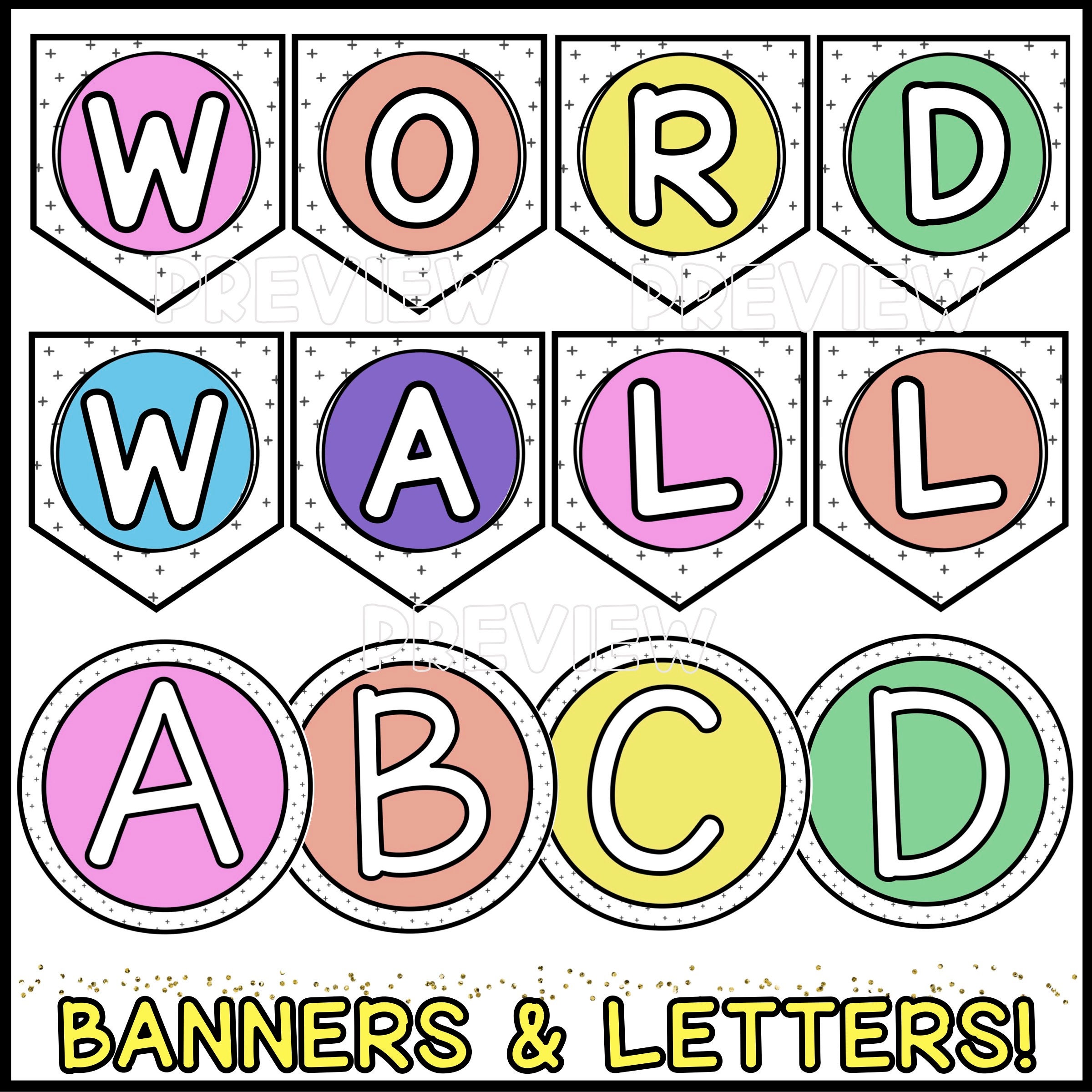 Colorful Alphabet Word Wall Display: Editable Classroom Decor (digital ...
