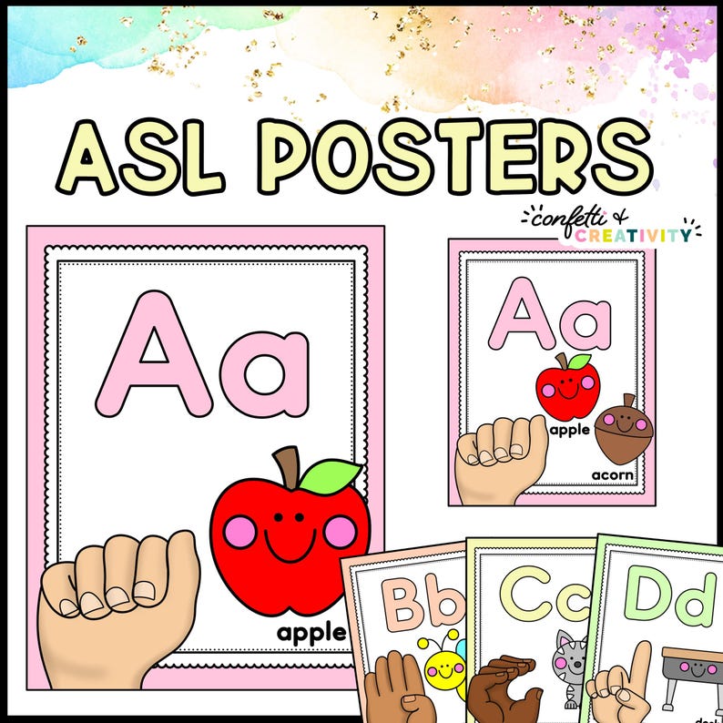 Pastel ASL Alphabet Posters: Sign Language Classroom Decor (digital ...