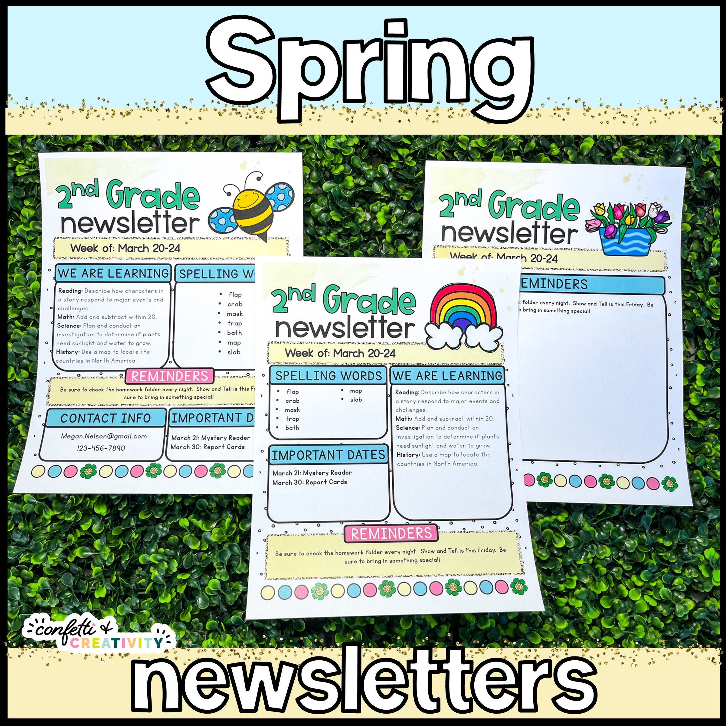 Editable Spring Classroom Newsletter Template (digital Download) - Etsy