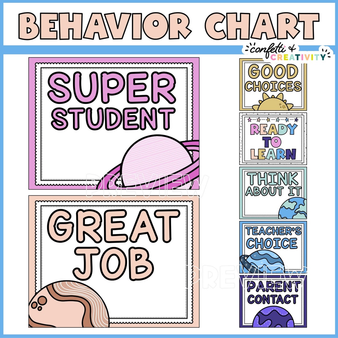 Space Classroom Behavior Chart: Management Clip Chart (digital Download ...