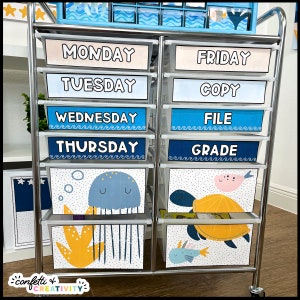 Ocean 12 Drawer Rolling Cart Labels | Teacher Trolley Labels | Teacher ...