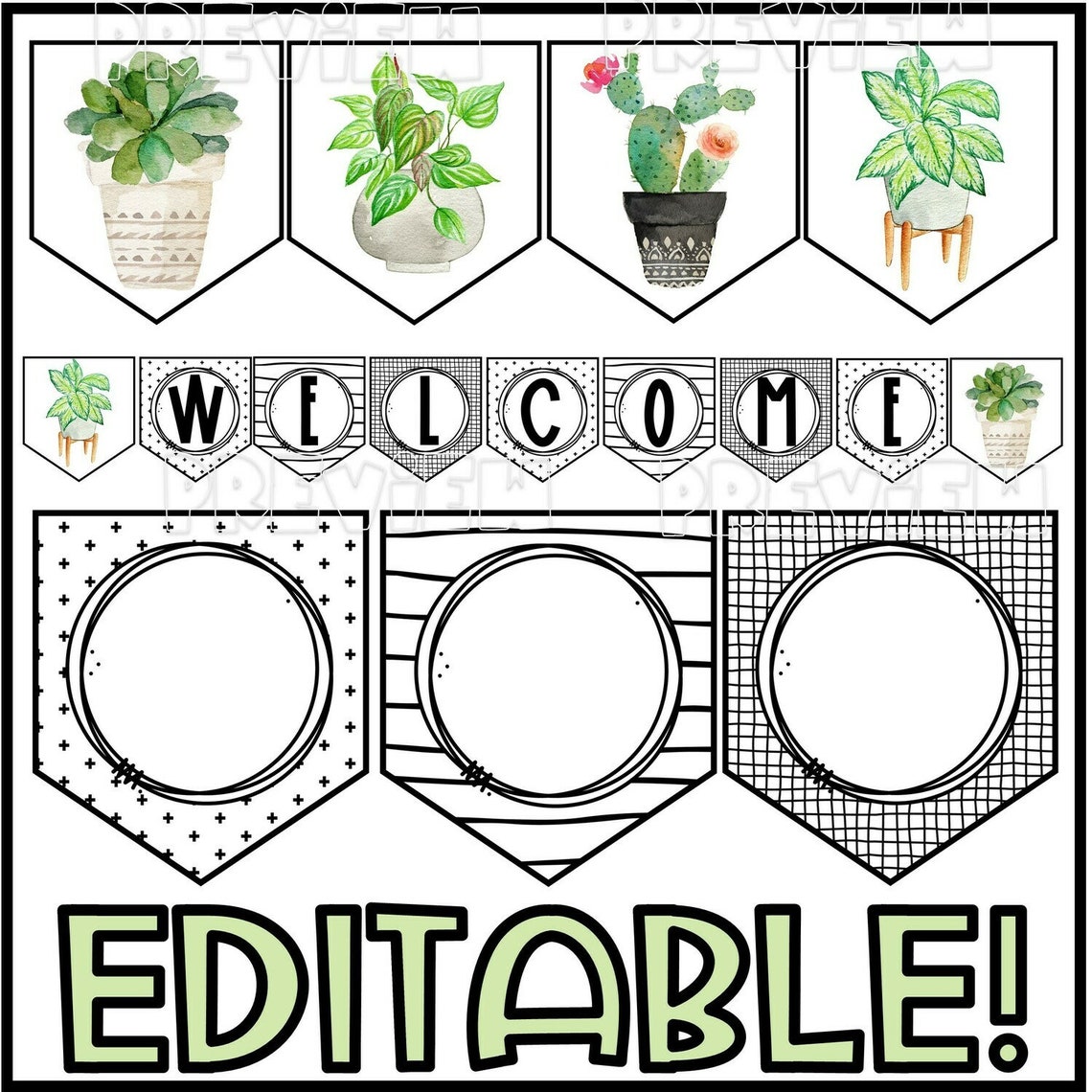 Editable Classroom Welcome Banner Plant Farmhouse Classroom - Etsy