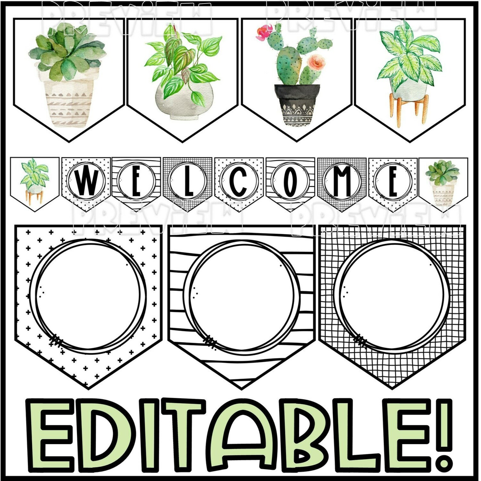 Editable Classroom Welcome Banner Plant Farmhouse Classroom - Etsy