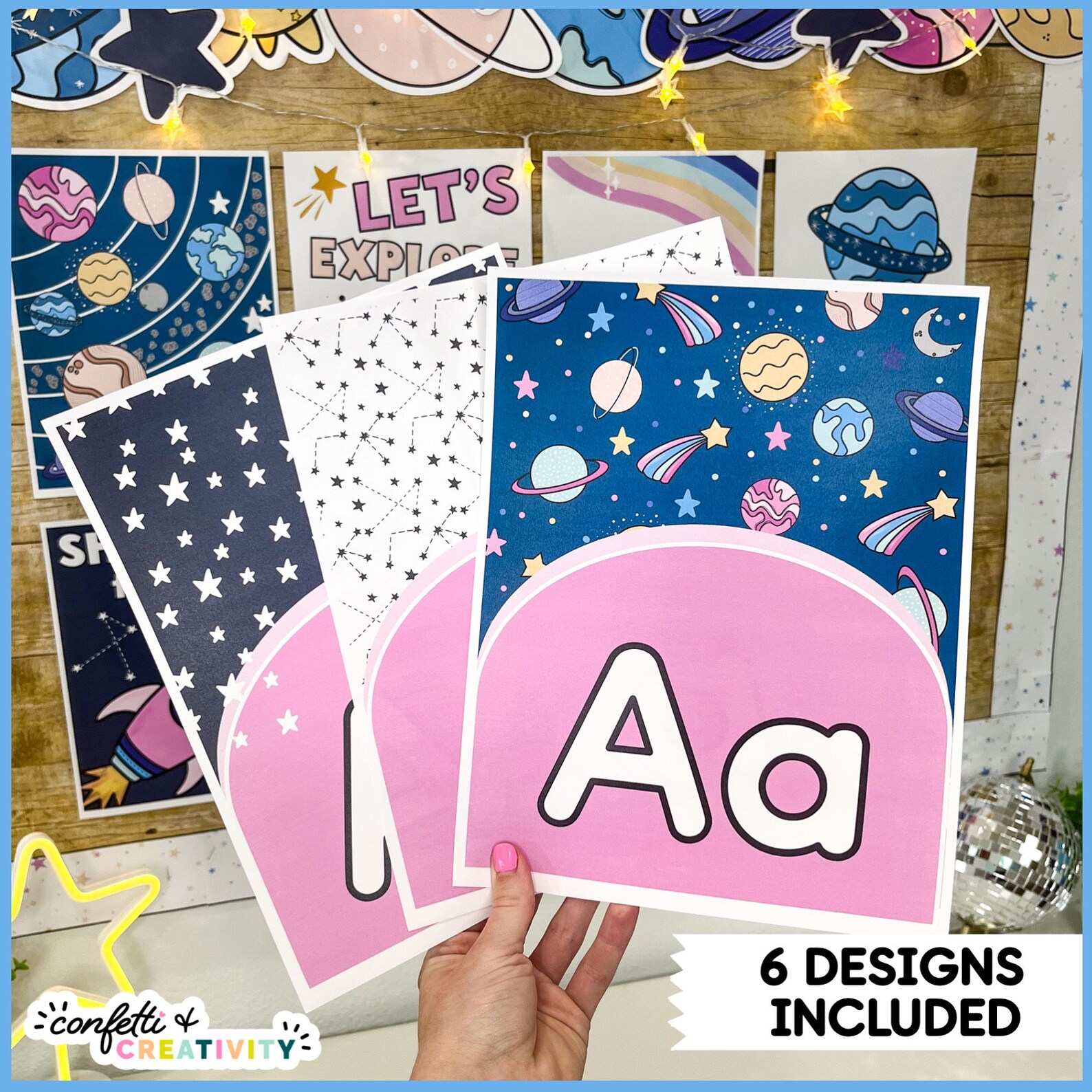 Space Classroom Alphabet Posters: Cursive & Standard Fonts (digital ...